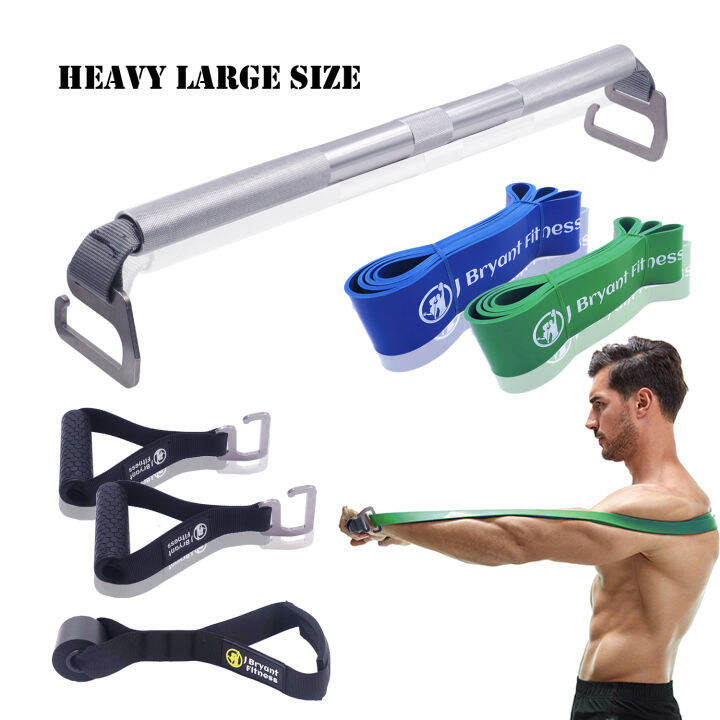 Heavy Duty Resistance Band Exercise Pilates Bar with e-type Hook Chest ...