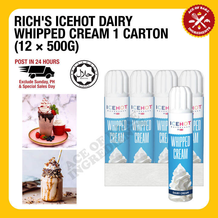 RICH'S® ICEHOT Dairy Whipped Cream (Ken Nata Aerosol) (12 × 500g) | Lazada