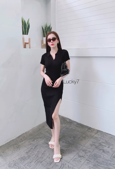 Risara ️เดรสยาวไหมพรมทรงผู้ดี เนื้อผ้าพรีเมี่ยมทอลายผ้าร่อง | Lazada.co.th