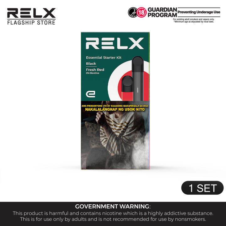 RELX Essential Kit Starter Kit Black Device+1 Pod Pro Essential 1+1 ...