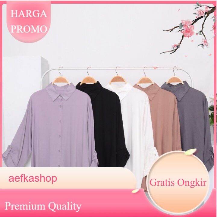 Kemeja Polos Tangan Skoder/ Rayon/ Lengan Panjang | Lazada Indonesia