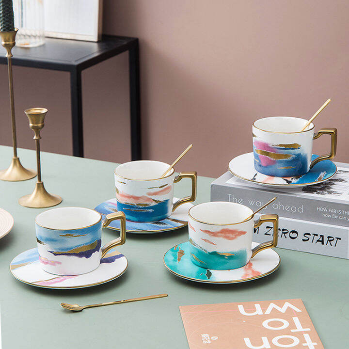 Cup Coffe Set Ceramic Gelas Teh Set Jepang Mug Kopi Susu Gelas Minum ...
