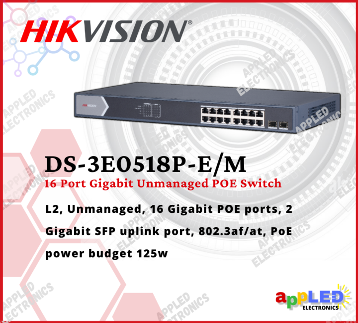 Hikvision DS-3E0518P-E/M 16 Port Gigabit Unmanaged POE Switch | Lazada PH