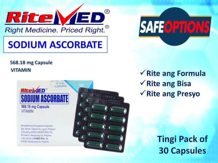 Authentic Rite Med Sodium Ascorbate Vitamin (Tingi Pack of 30 Capsules ...
