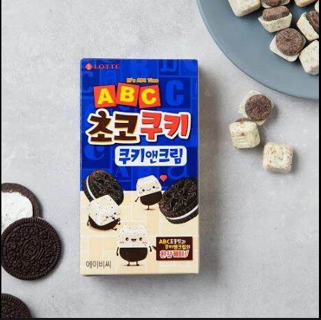 ขนมเกาหลี คุ๊กกี้แอนด์ครีม lotte abc choco cookie&cream 43g | Lazada.co.th