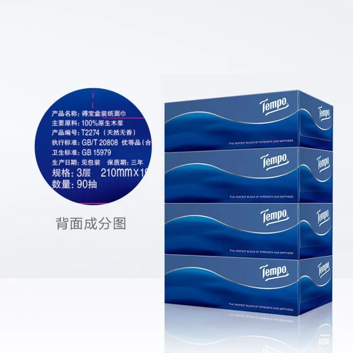 Tempo Tissues 90 Pumping 4 Large Paper Extraction Fragrance-Free Office ...