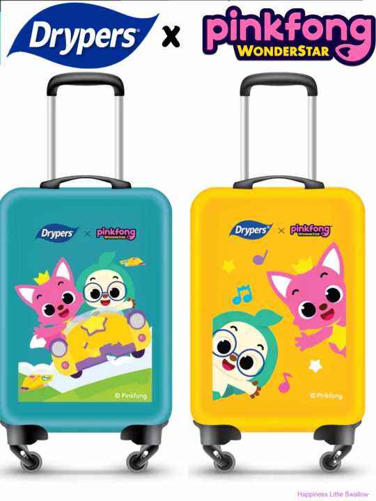 Drypers PinkFong /Babyshark 18" Luggage Bag Turquoise / Yellow | Lazada