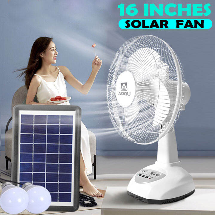 solar electric fan with panel 1216 Inch standard rechargeable portable ...