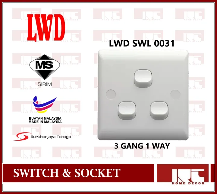 LWD 3 GANG 1 WAY FLUSH SWITCH / SWITCH SOCKET / WALL SWITCH | Lazada