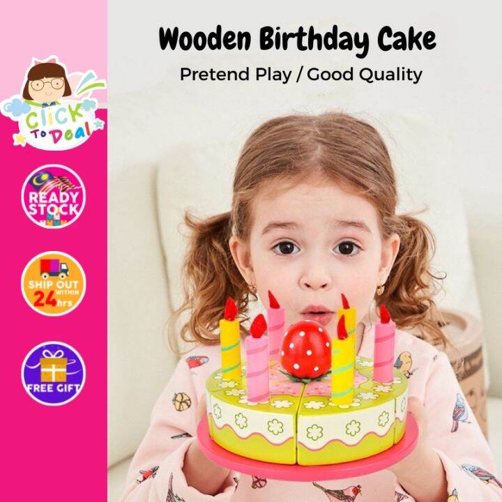 15 Pieces Wooden Birthday Cake Set/Birthday Party DIY Cake for Children ...