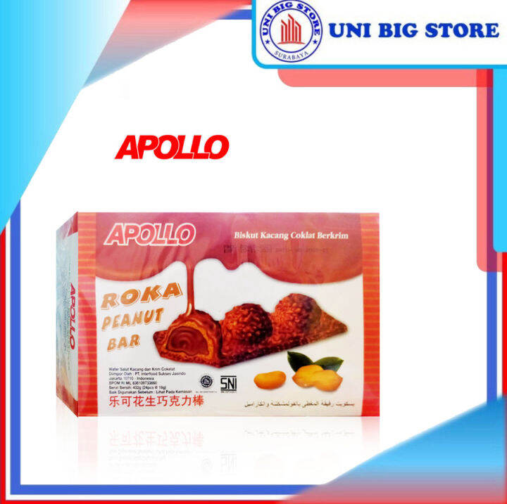 Apollo Roka Peanut Bar Wafer Salut Kacang Coklat BOX 24 Pcs | Lazada ...