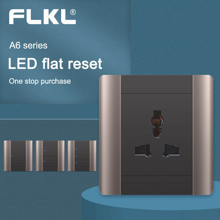 FLKL modern lighting wall switch plug socket 3 pin plug socket wall ...