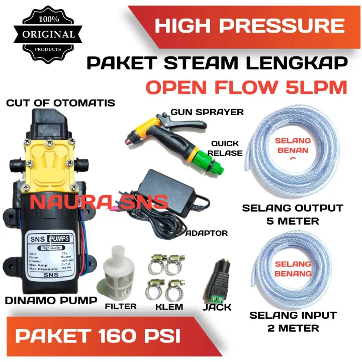 Alat Cuci Steam Motor Tekanan Tinggi Portable Pompa Dc 12v 160 psi ...