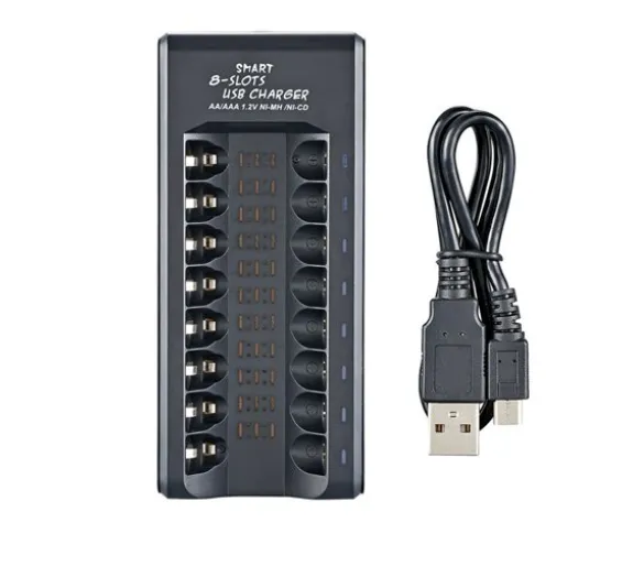 Style Fashion 8 Slot Smart Battery Charger LED Display For AA / AAA ...