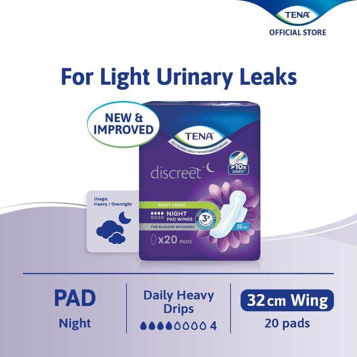 TENA Discreet Night Wings 32cm 20s | Lazada