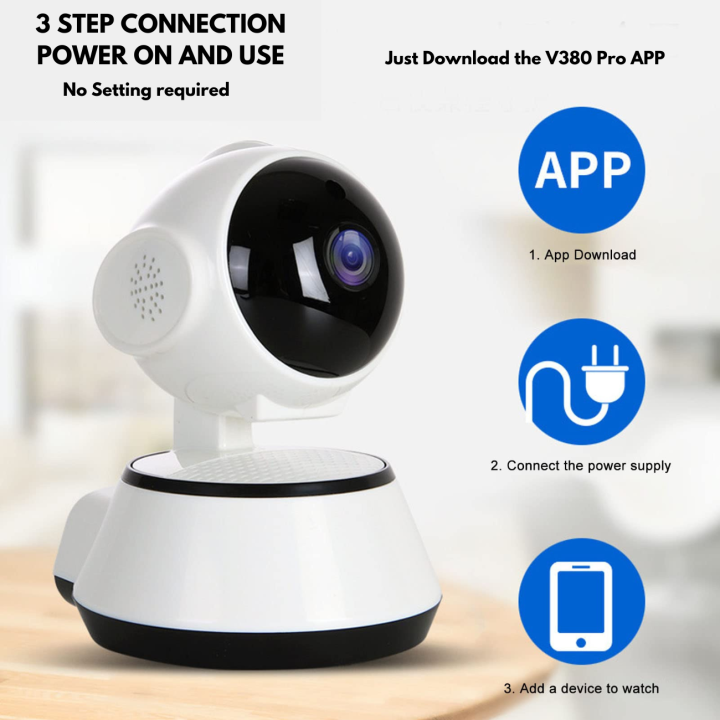 V380 CCTV Camera 360° Pan Tilt WIFI Connection with Night Vision and ...