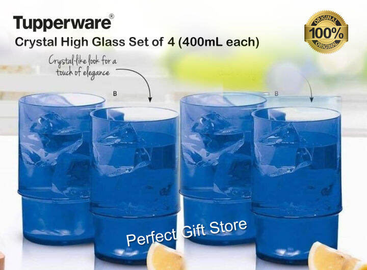 Original Tupperware Crystal Glass Set of 4 (400mL each) | Lazada PH