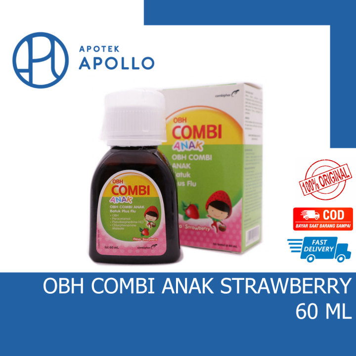 OBH COMBI ANAK BATUK PLUS FLU RASA STRAWBERRY 60 ML PILEK DEMAM FLU ...