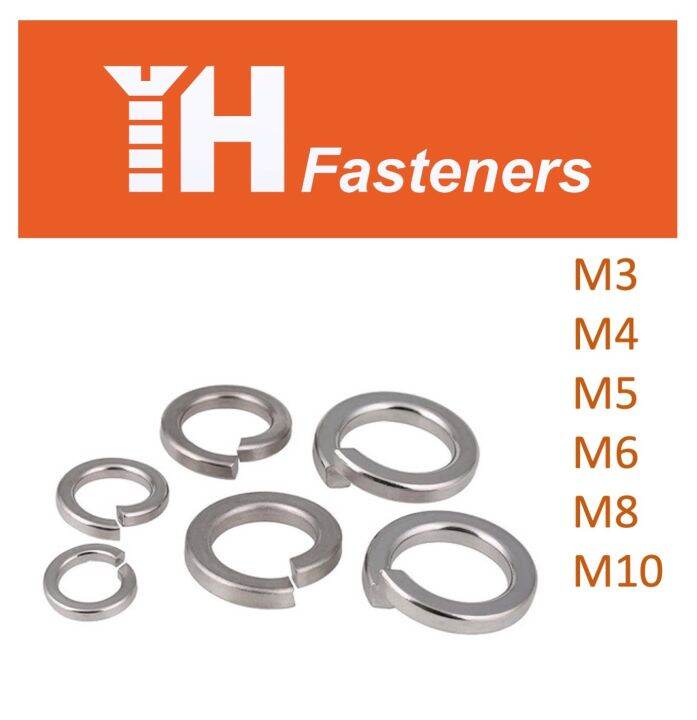 (100 pcs) M3 M4 M5 M6 M8 M10 Spring Washer DIN 127 B Stainless Steel ...