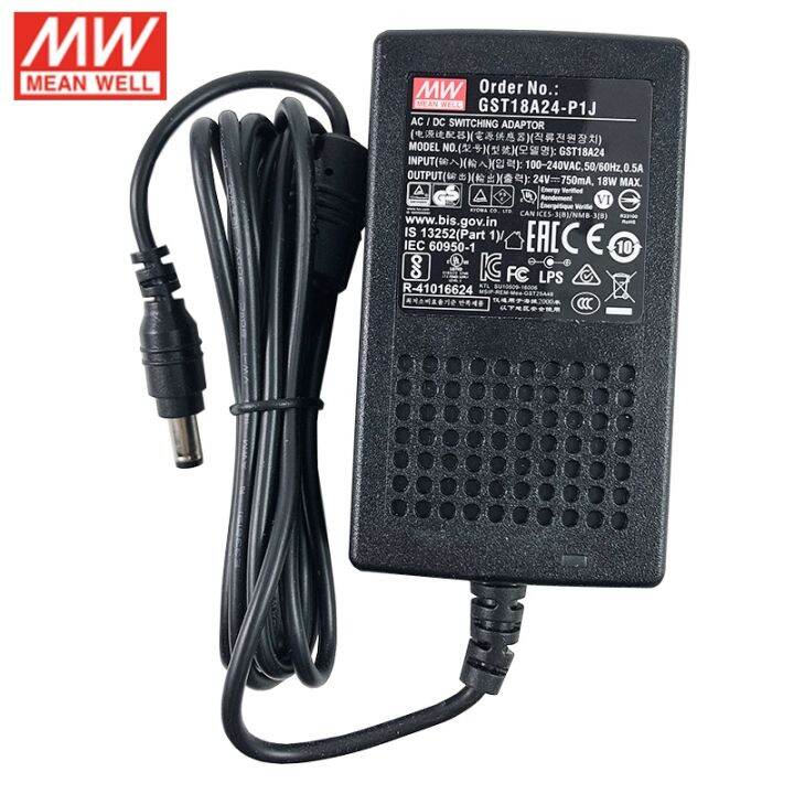 GST18A24-P1J MEAN WELL Desktop Adapter 110V/220V AC To 24V DC 0.75A 18W ...