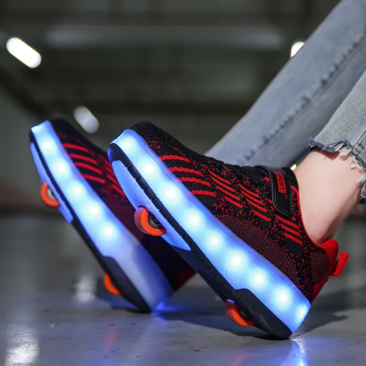 Flash heelys two-wheeled boy invisible girl burst shoes children's ...