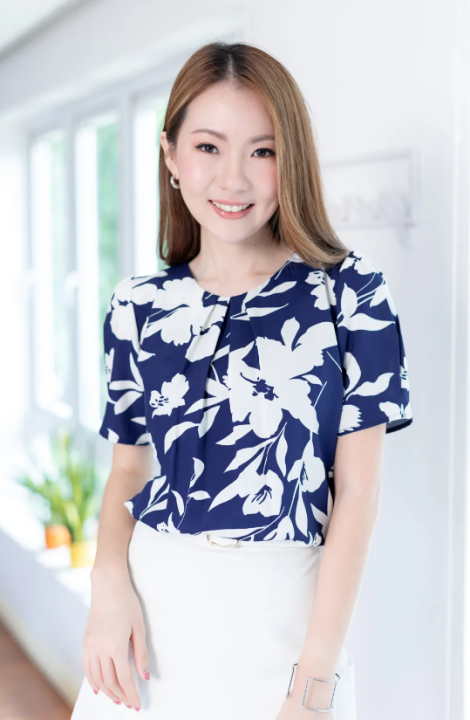 Narinari : NT2435 Diana Folded Sleeve Blouse – Navy Blue | Lazada.co.th