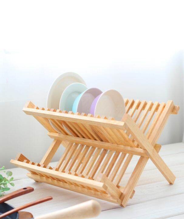 Acacia Wood Plate Organizer Dish Drying Rack | Lazada PH
