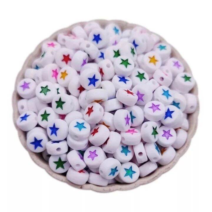 (100 Pcs) Manik Manik Bintang Bulat Pipih Mote Emoji Bintang Bentuk ...