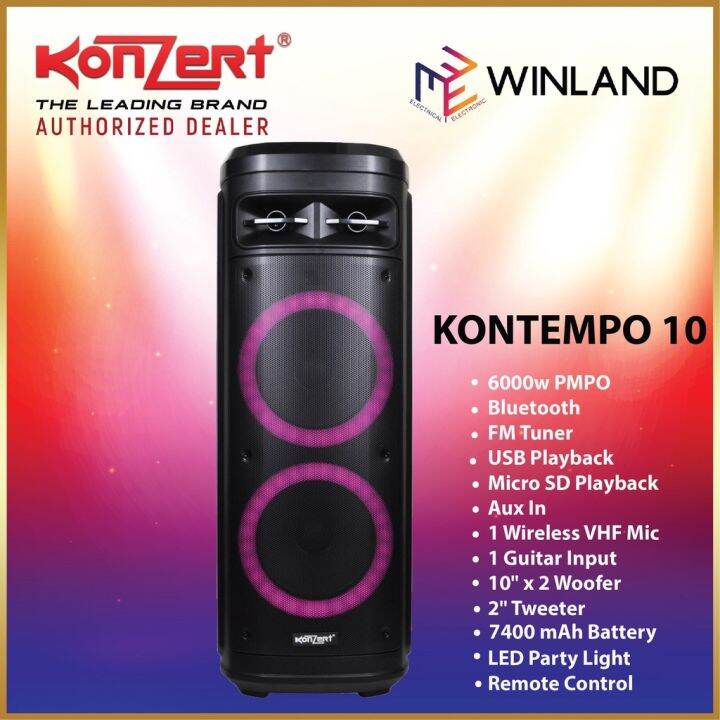 Konzert Original Kontempo 10 Portable Party Speaker with Bluetooth, FM ...