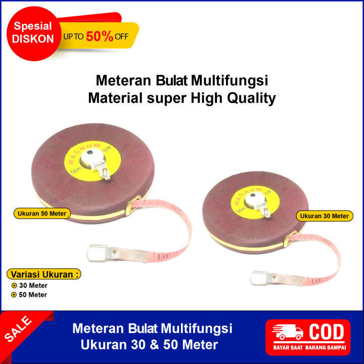 Meteran Fiber Bulat Bahan Kain Meteran Untuk Ukur Jalan Luas Tanah ...