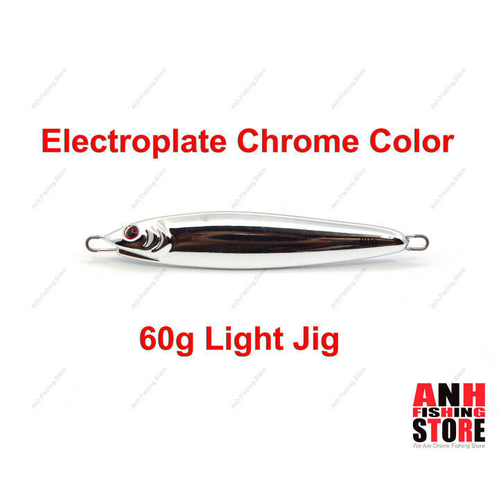 LV 60g Electroplate Chrome Jig for Light Micro Jigging Fishing Tenggiri ...