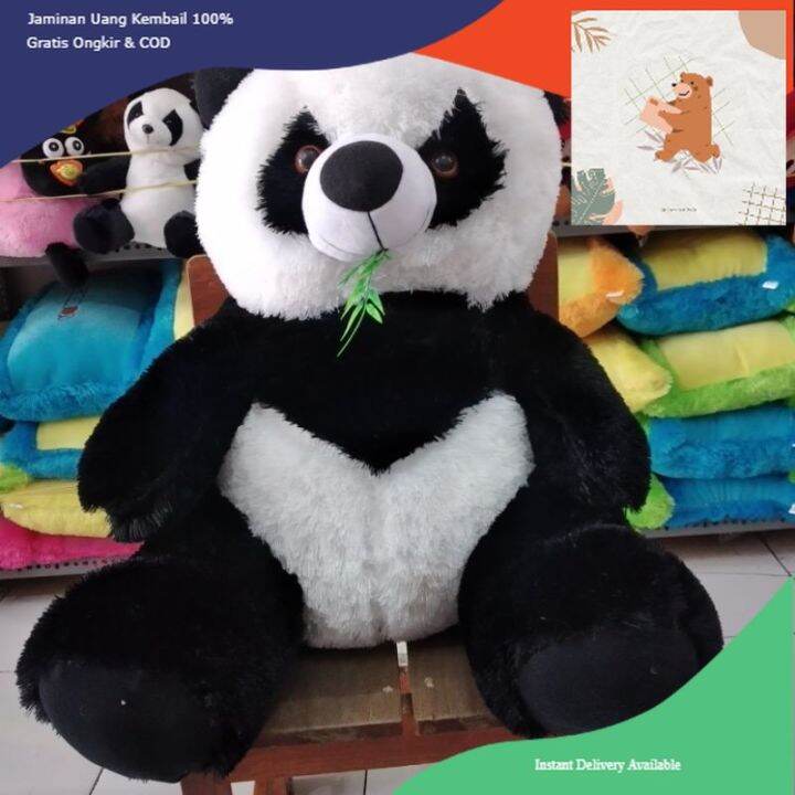 Boneka Panda Beruang Jumbo Duduk Beruang Rumput Bambu Lucu Panda Duduk ...