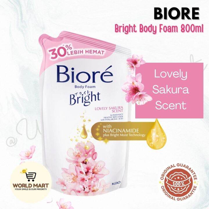 Biore Bright Sabun Mandi Cair Pencerah Kulit Lovely Sakura Hyaluronic ...