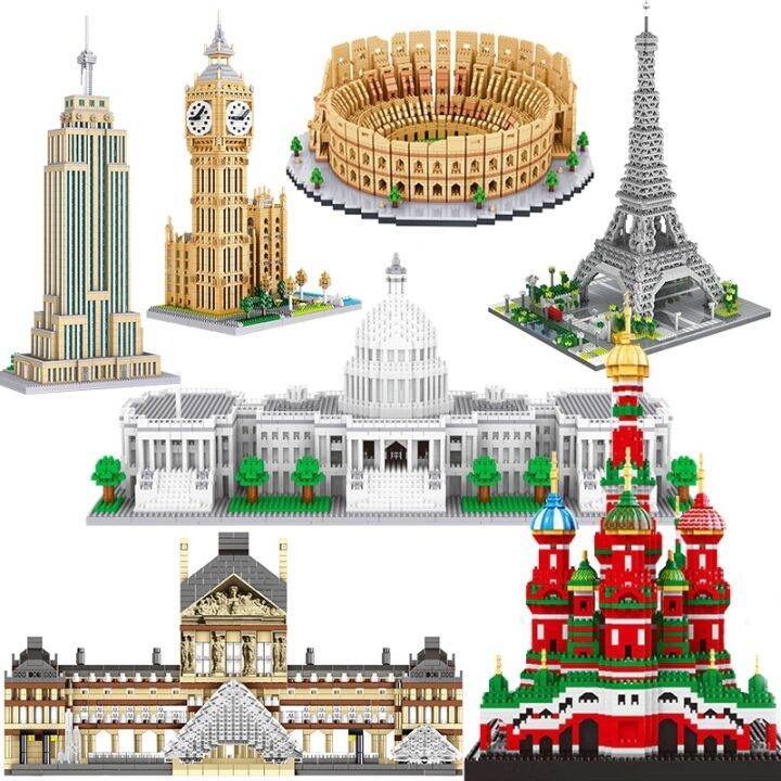 City Architecture Liberty Statue Big Ben Eiffel Tower Micro Building ...