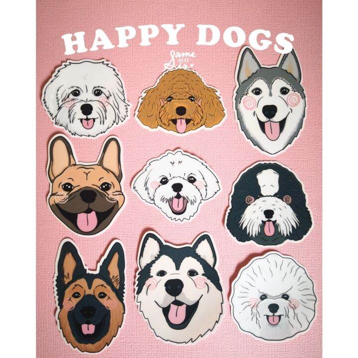 HAPPY DOGS Sticker (Husky Malamute French Bulldog Maltese German ...