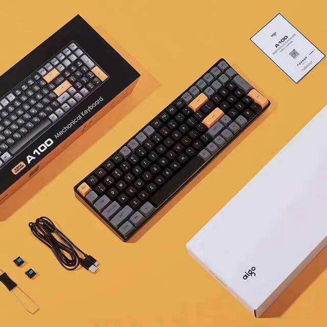 Aigo A100 Gaming Mechanical Keyboard 2.4G Wireless USB Type-c Wired ...