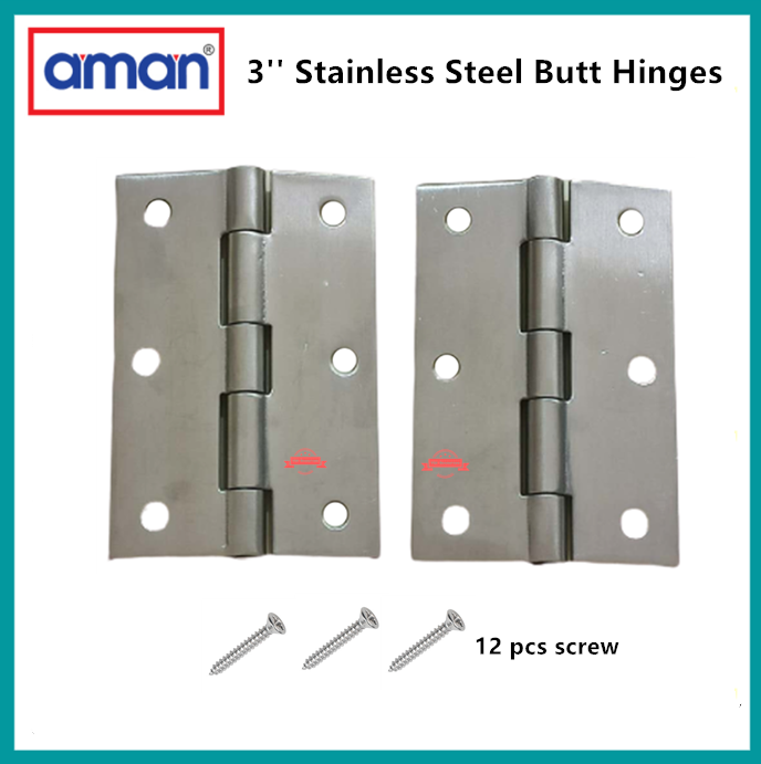3'' Aman Stainless Steel Butt Hinges | Lazada