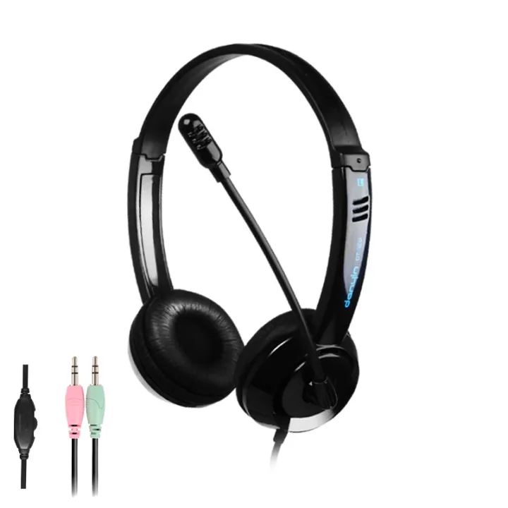 Online Classes Headset Noise Cancellation with mic Dual 3.5mm port Over Ear Wired Headphone ...