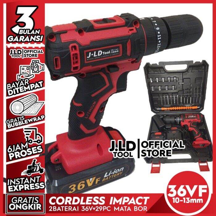 [BISA COD] JLD Mesin Bor 36V Tangan Baterai Tanpa Kabel 12S - Alat Bor Cordless Drill Battery ...