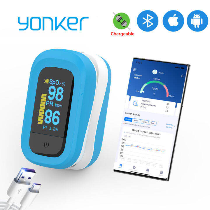 Yonker Rechargeable Fingertip Pulse Oximeter Blood Oxygen Saturation ...