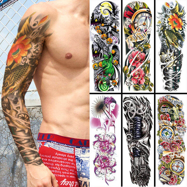 【17*48CM】【Lasts to 15 Days】Large Arm Sleeve Tattoo Waterproof Long ...