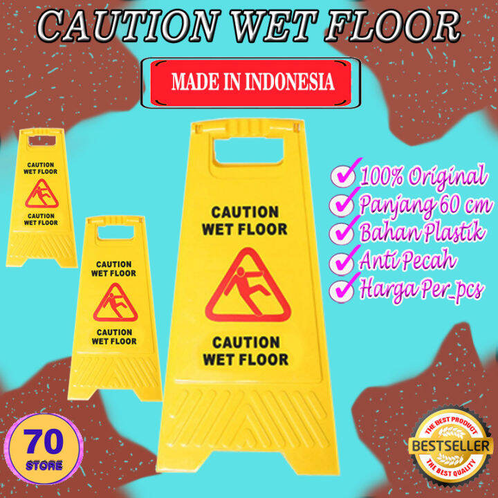 TERLARIS!!! PAPAN PERINGATAN LANTAI BASAH LICIN CAUTION WET FLOOR ANTI ...