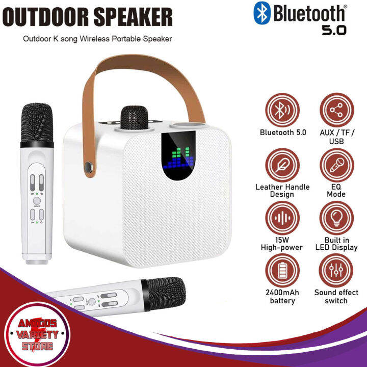 SP-200 Bluetooth Karaoke Speaker Portable Outdoor Singing Speaker With 2 Wireless Microphone ...