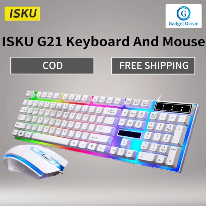 ISKU G21 Mechanical Gaming Keyboard USB Wired Rainbow RGB Keyboard 104 ...