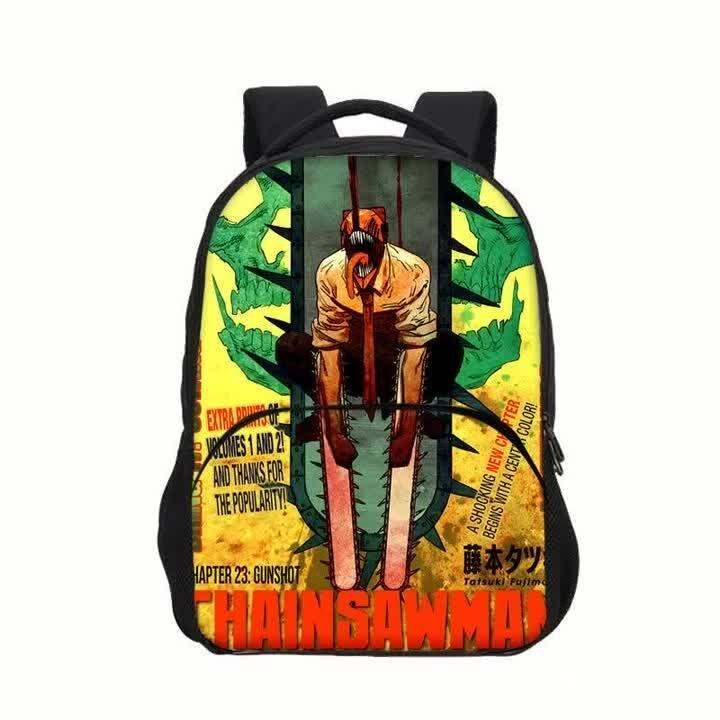 TEEN Anime BACKPACK denji Chainsaw Man School BAG pochita Student Front ...
