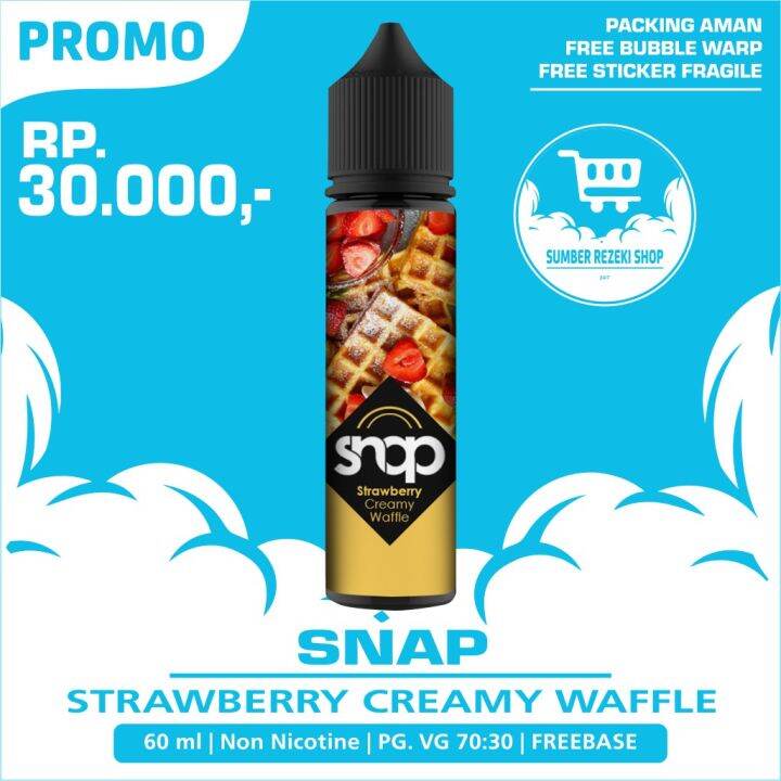BAYAR COD LIQUID RASA STRAWBERRY CREAMY WAFFLE SNAP 60ML LIQUIDE VAPEE ...