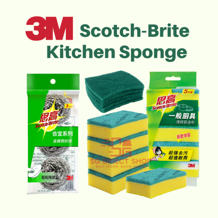3M Scotch-Brite Scrub Pad Kitchen Sponge | Heavy duty Sponge ...