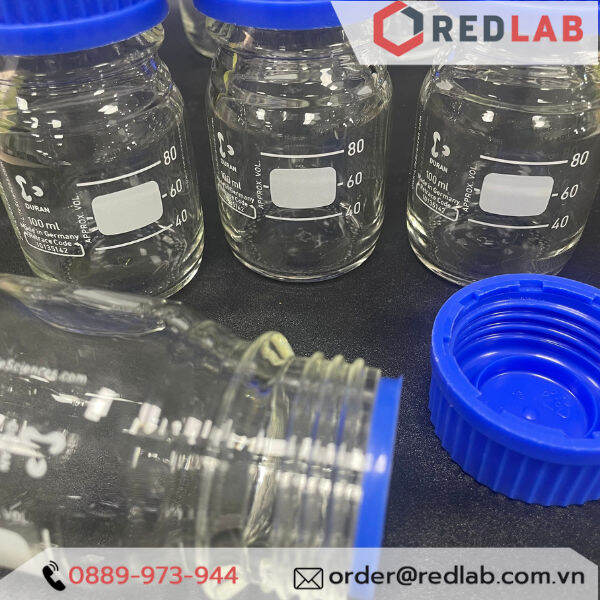 DURAN - ĐỨC Chai trυng tính trắng 100ml 250ml 500ml 1000ml 2000ml chia vạch nắp vặn xanh GL45 ...