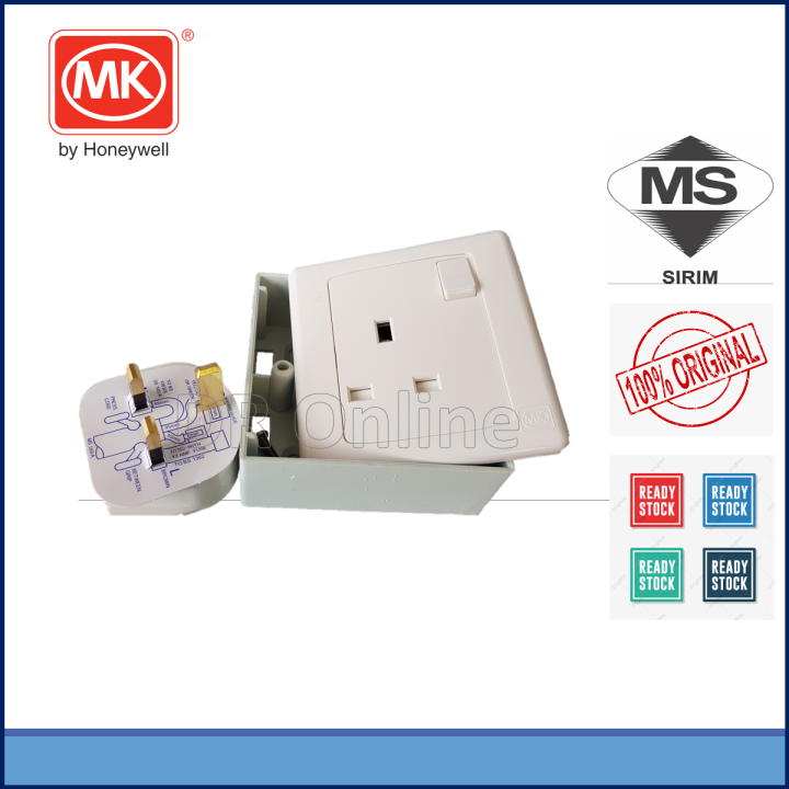 MK Single Switch Socket 1 Gang 13A SP Switch Socket Outlet E2757 SR WHI ...