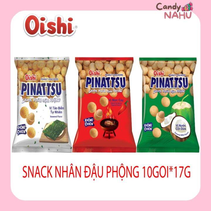 Snack nhân đậu phộng da cá PINATTSU Oishi túi 10 gói 13g | Lazada.vn